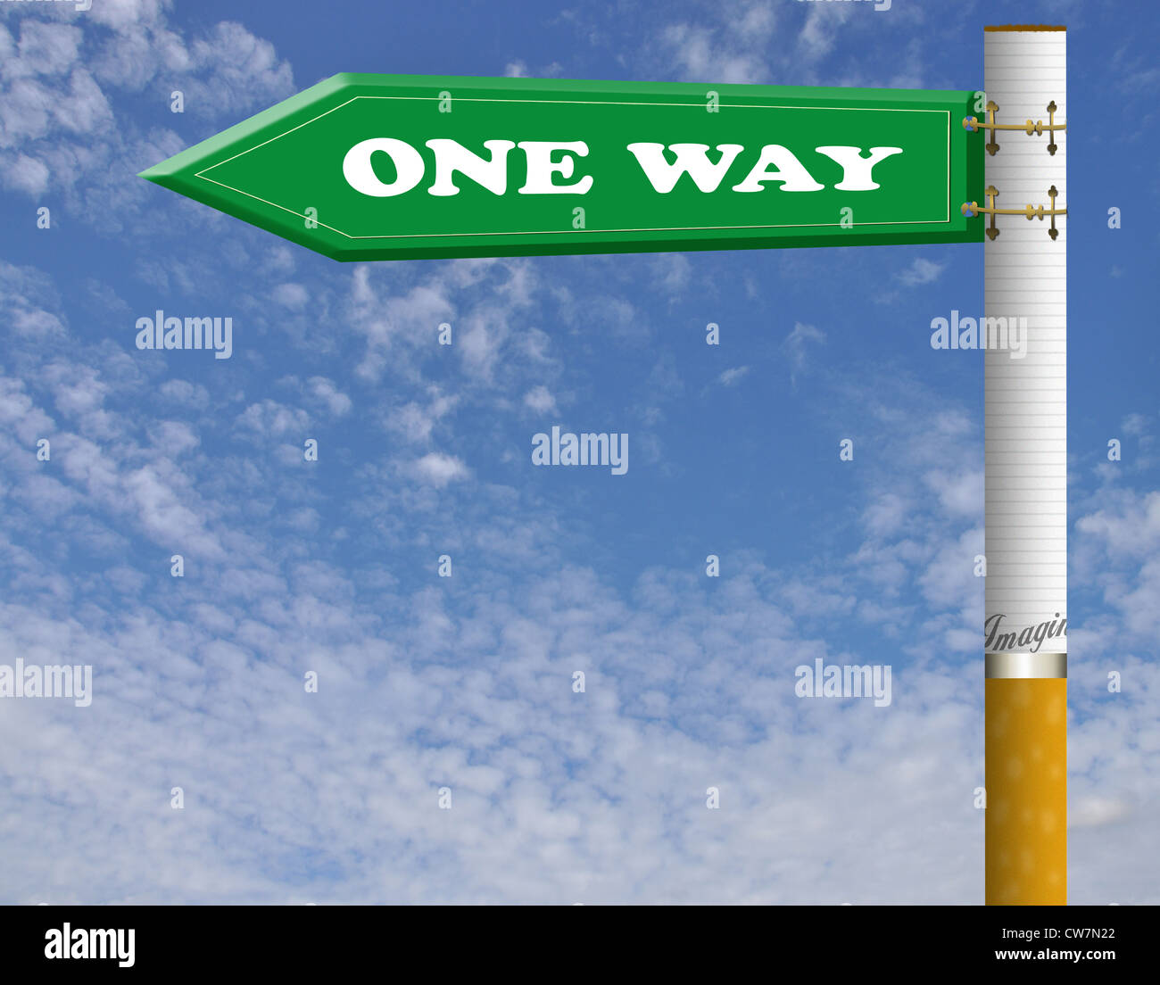 One way cigarette road sign Stock Photo - Alamy