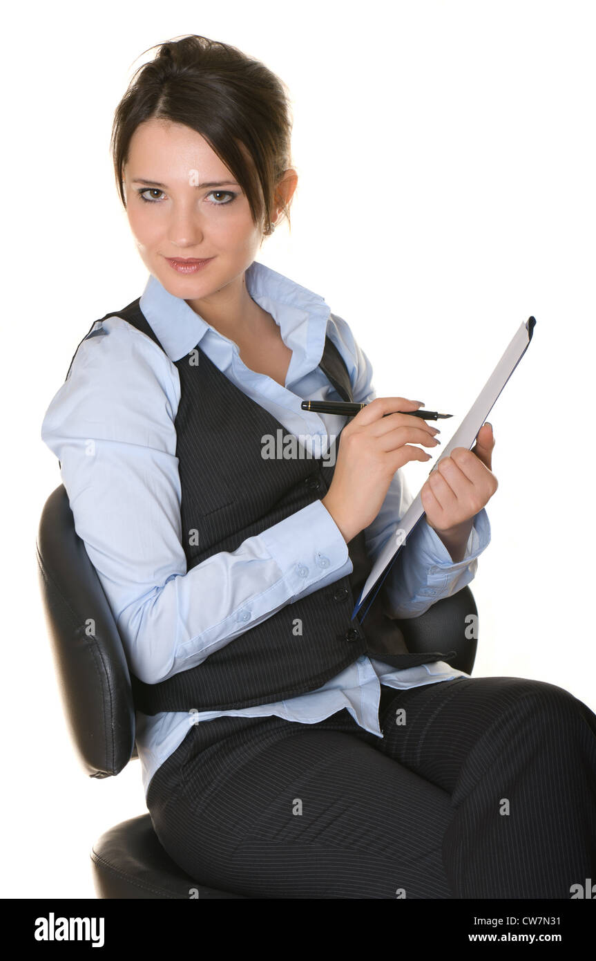 Attractive businesswoman. Isolated Stock Photo - Alamy Attractive businesswoman. Isolated Stock Photo - Alamy