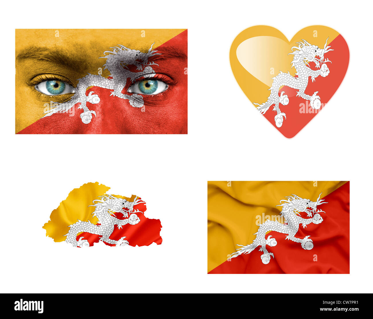 Set of various Bhutan flags Stock Photo - Alamy