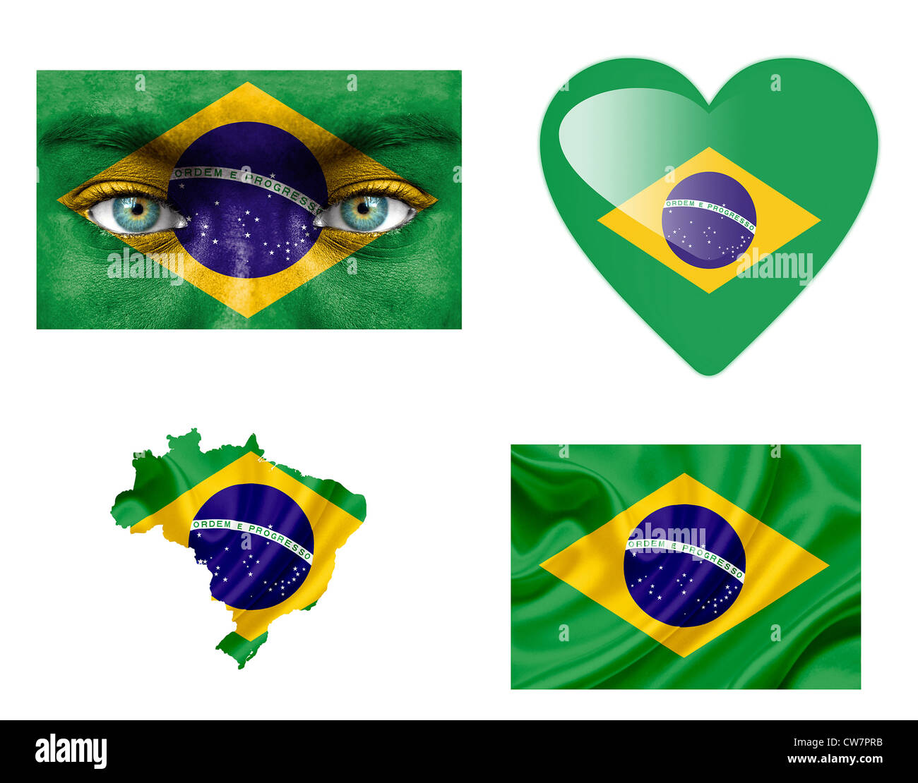 Set of various Brazil flags Stock Photo - Alamy