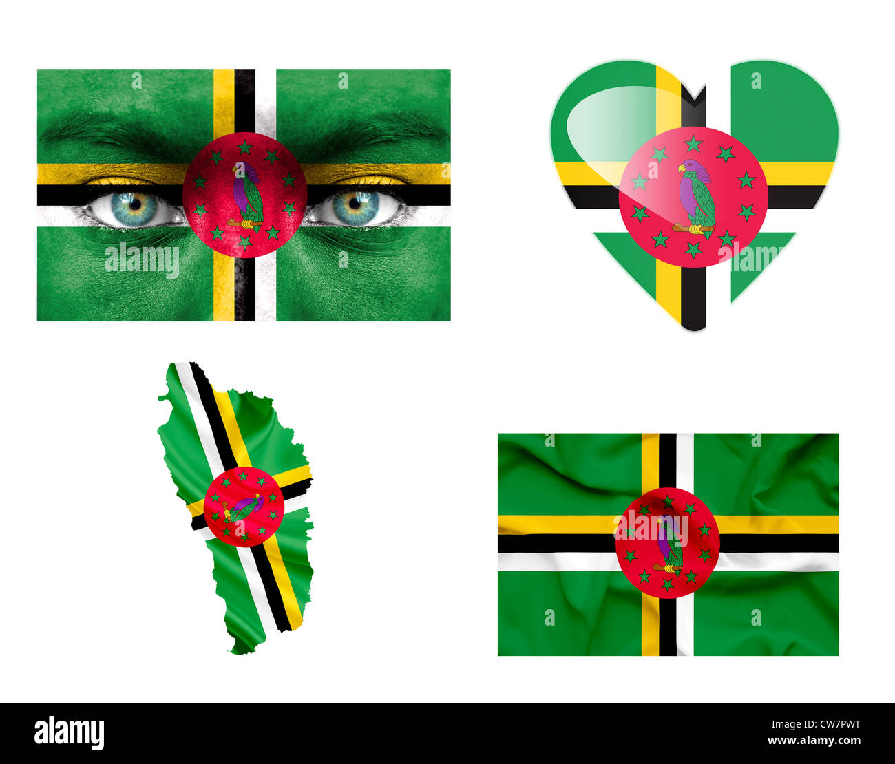 Set of various Dominica flags Stock Photo - Alamy