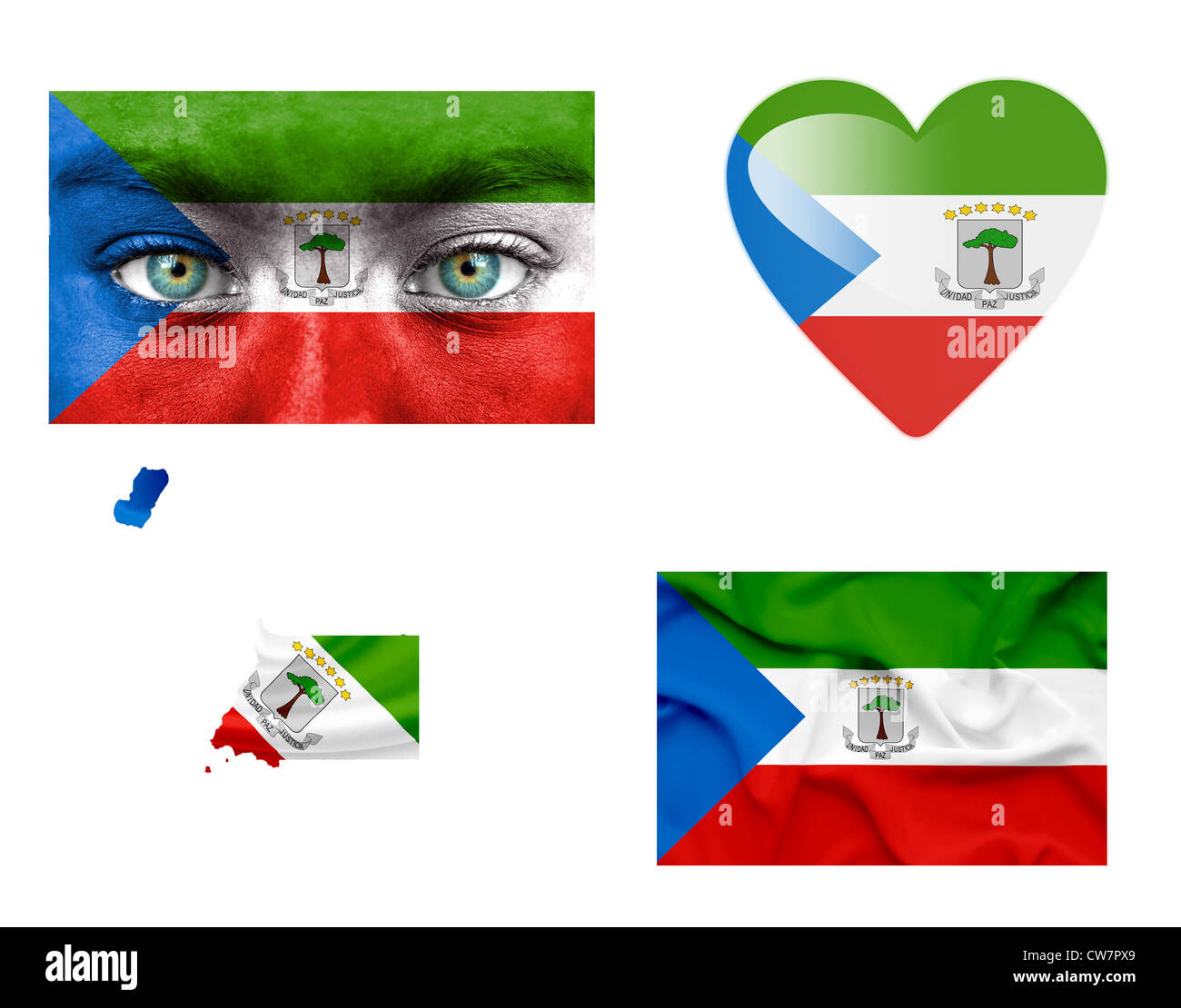 Set of various Equatorial Guinea flags Stock Photo - Alamy