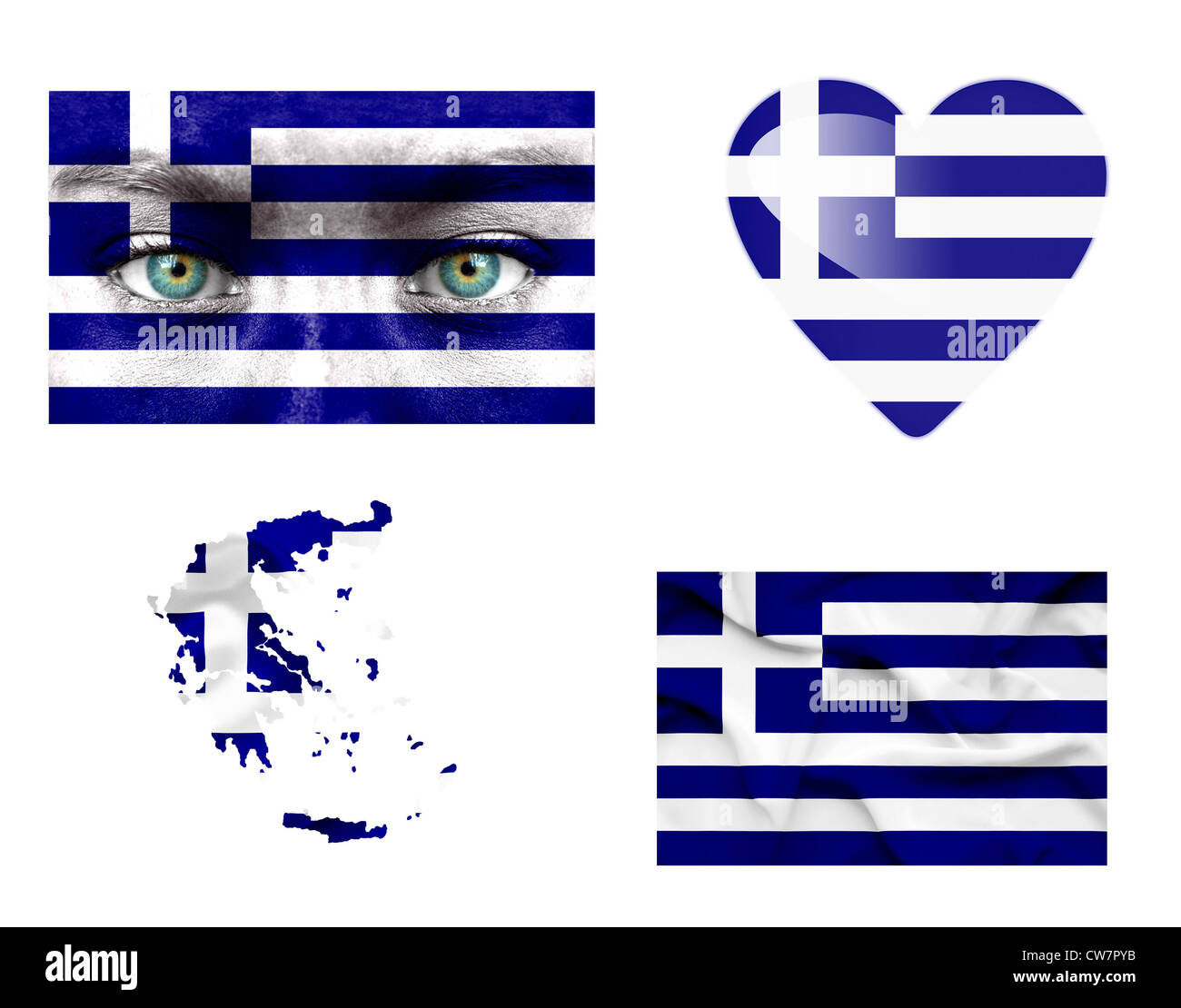 Set of various Greece flags Stock Photo - Alamy