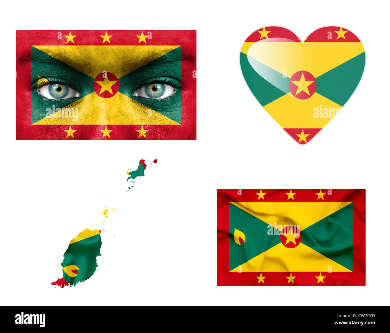 Set of various Grenada flags Stock Photo - Alamy