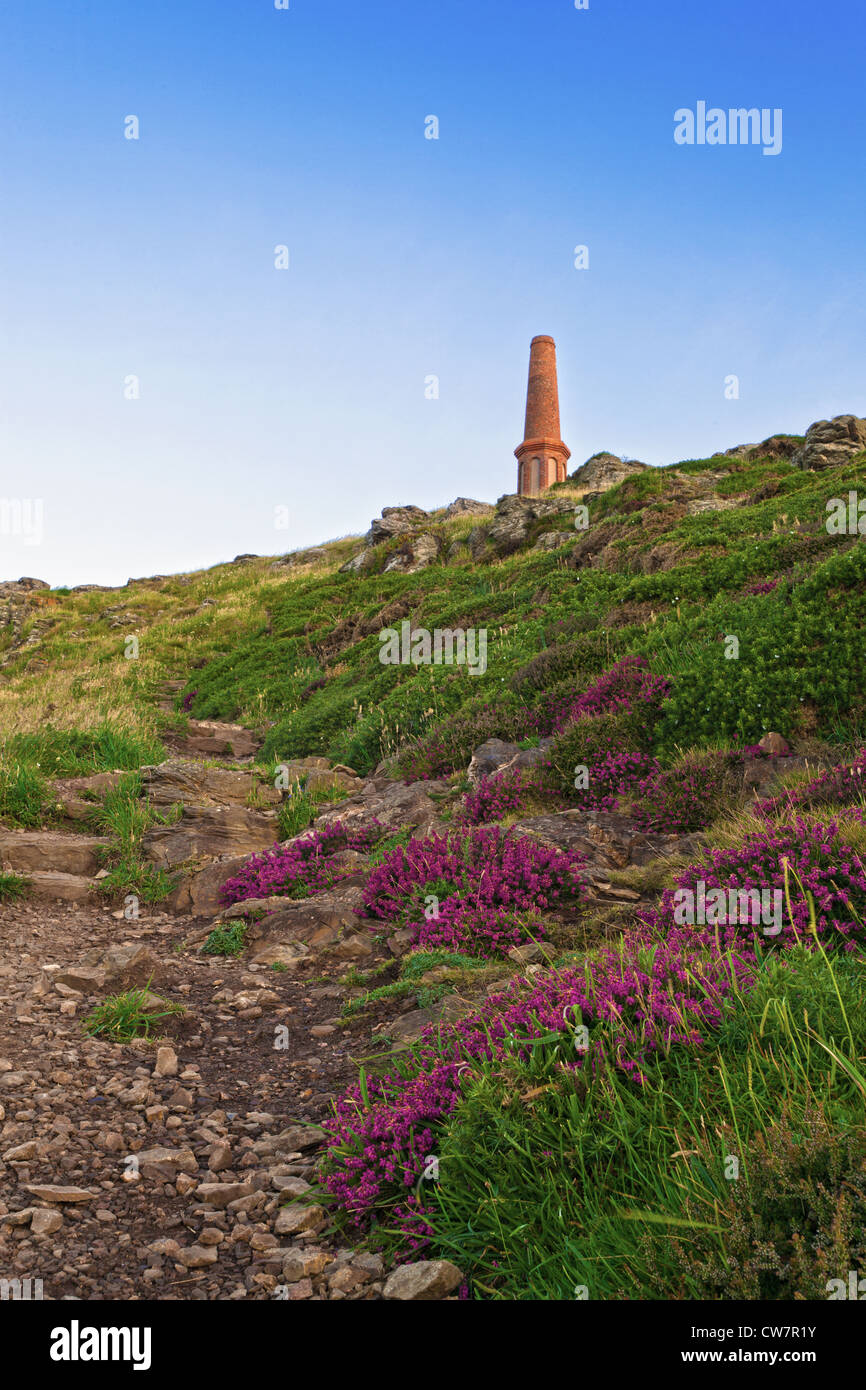 The path leading to the top of Cape Cornwall with the old brick built ...