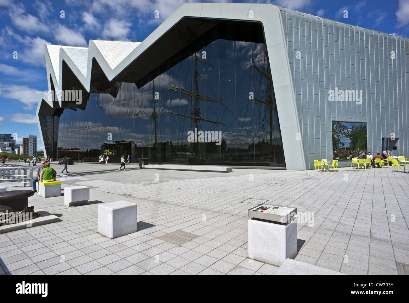 Newly built Riverside Museum on the River Clyde in Glasgow featuring ...