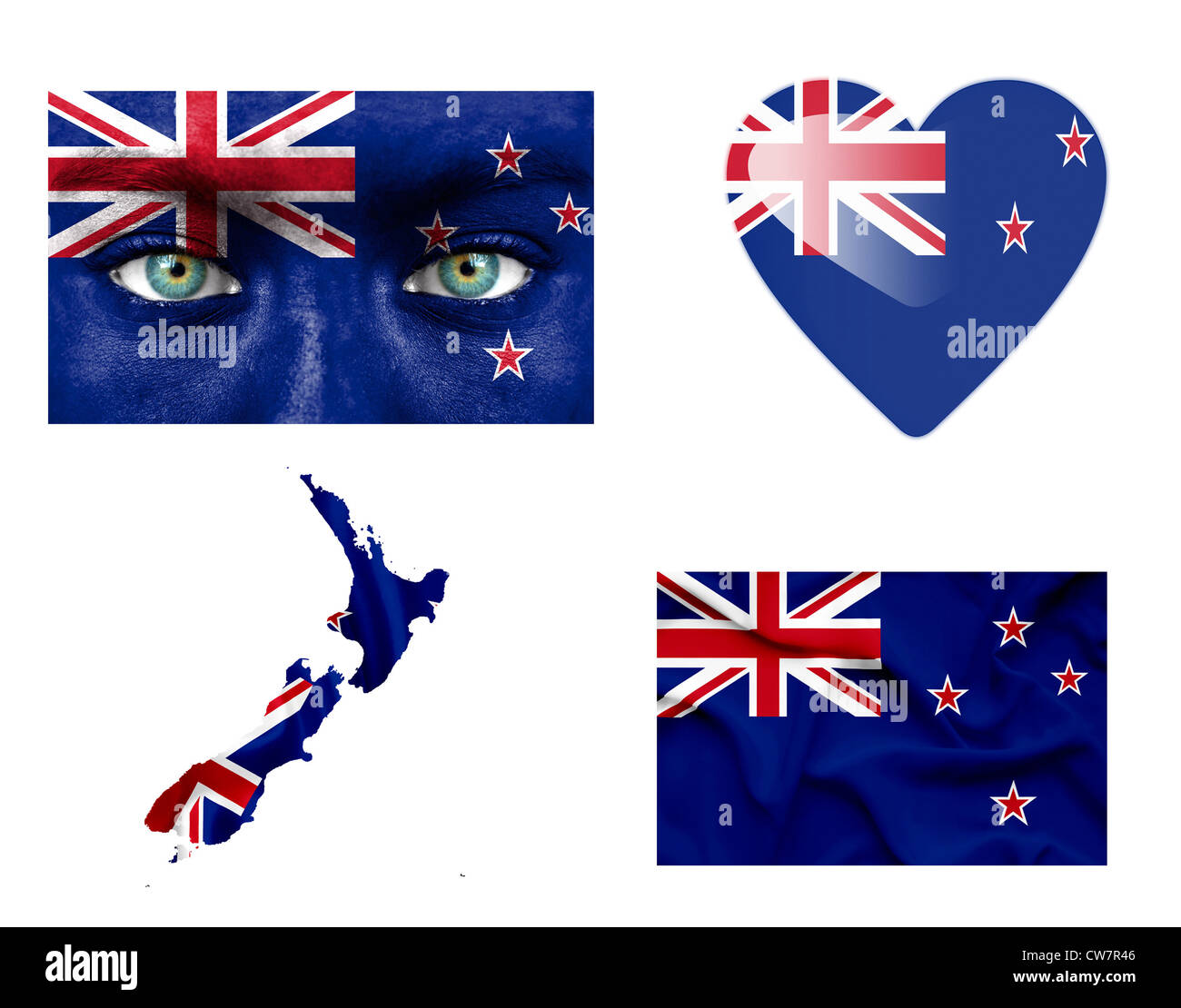 Set of various New Zealand flags Stock Photo - Alamy