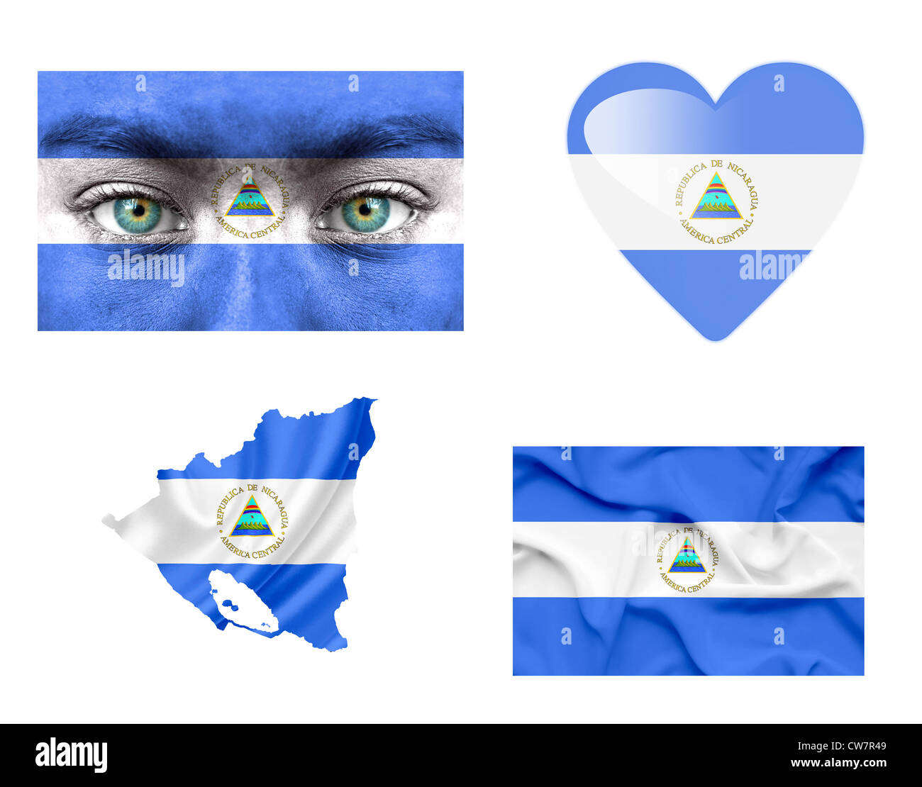 Nicaragua flag on 3d map hi-res stock photography and images - Alamy