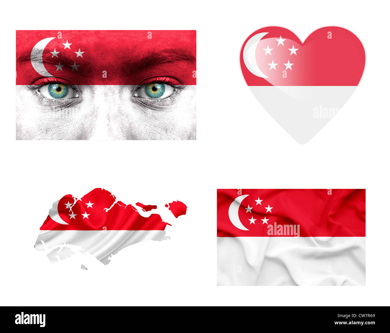 Set of various Singapore flags Stock Photo - Alamy