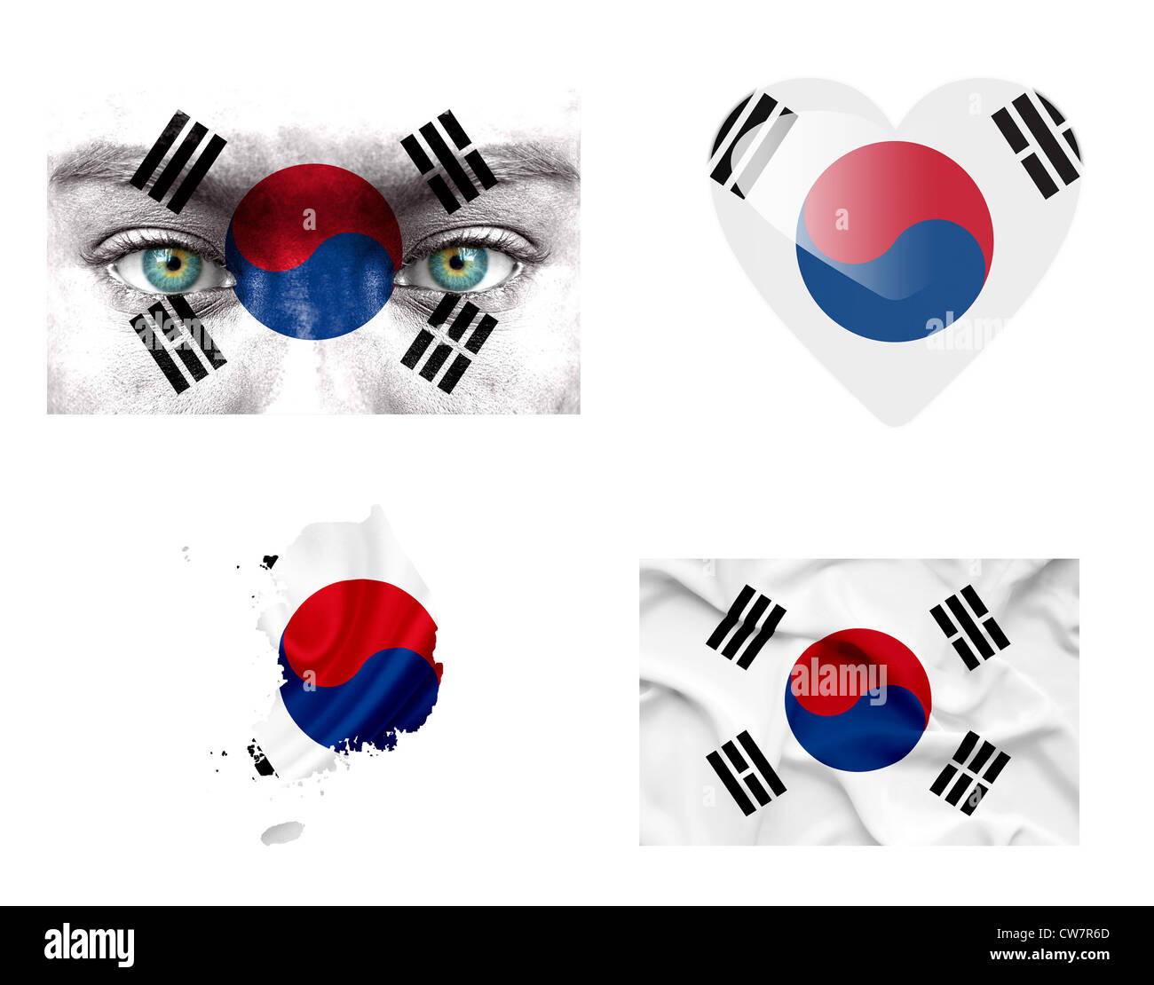 Set of various South Korea flags Stock Photo - Alamy