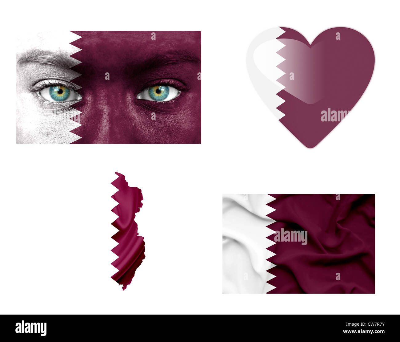 Set of various Qatar flags Stock Photo - Alamy