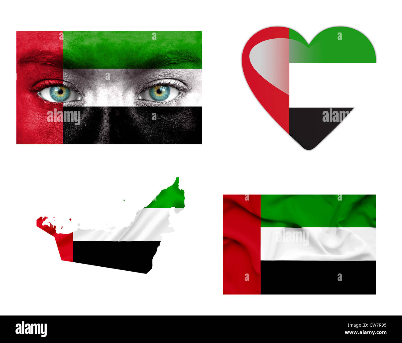 Set of various various United Arab Emirates flags Stock Photo - Alamy