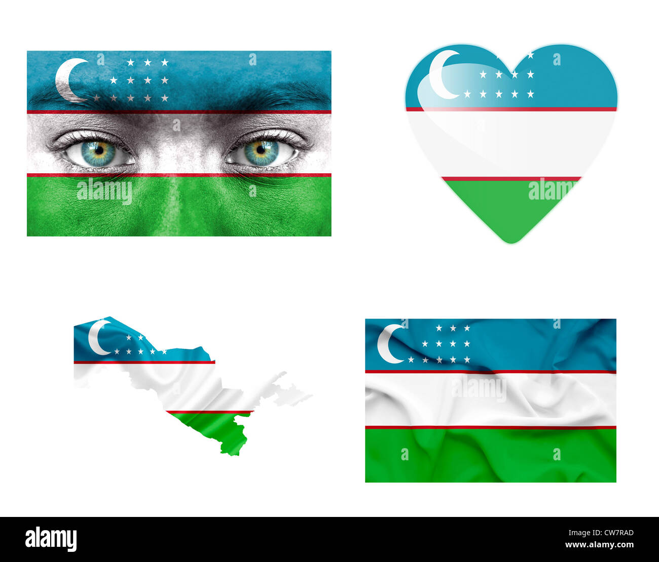 Set of various Uzbekistan flags Stock Photo - Alamy