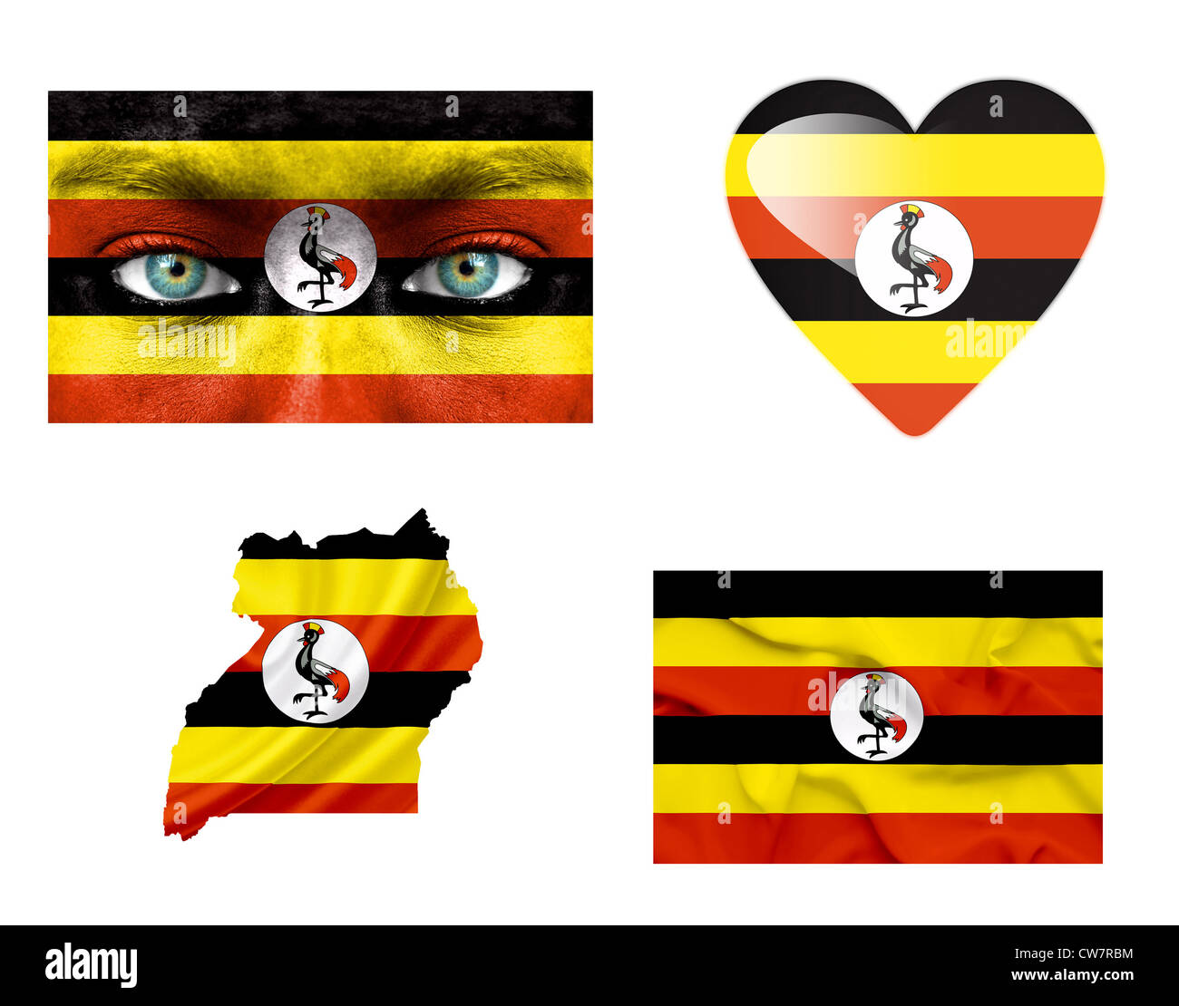 Set of various various Uganda flags Stock Photo - Alamy