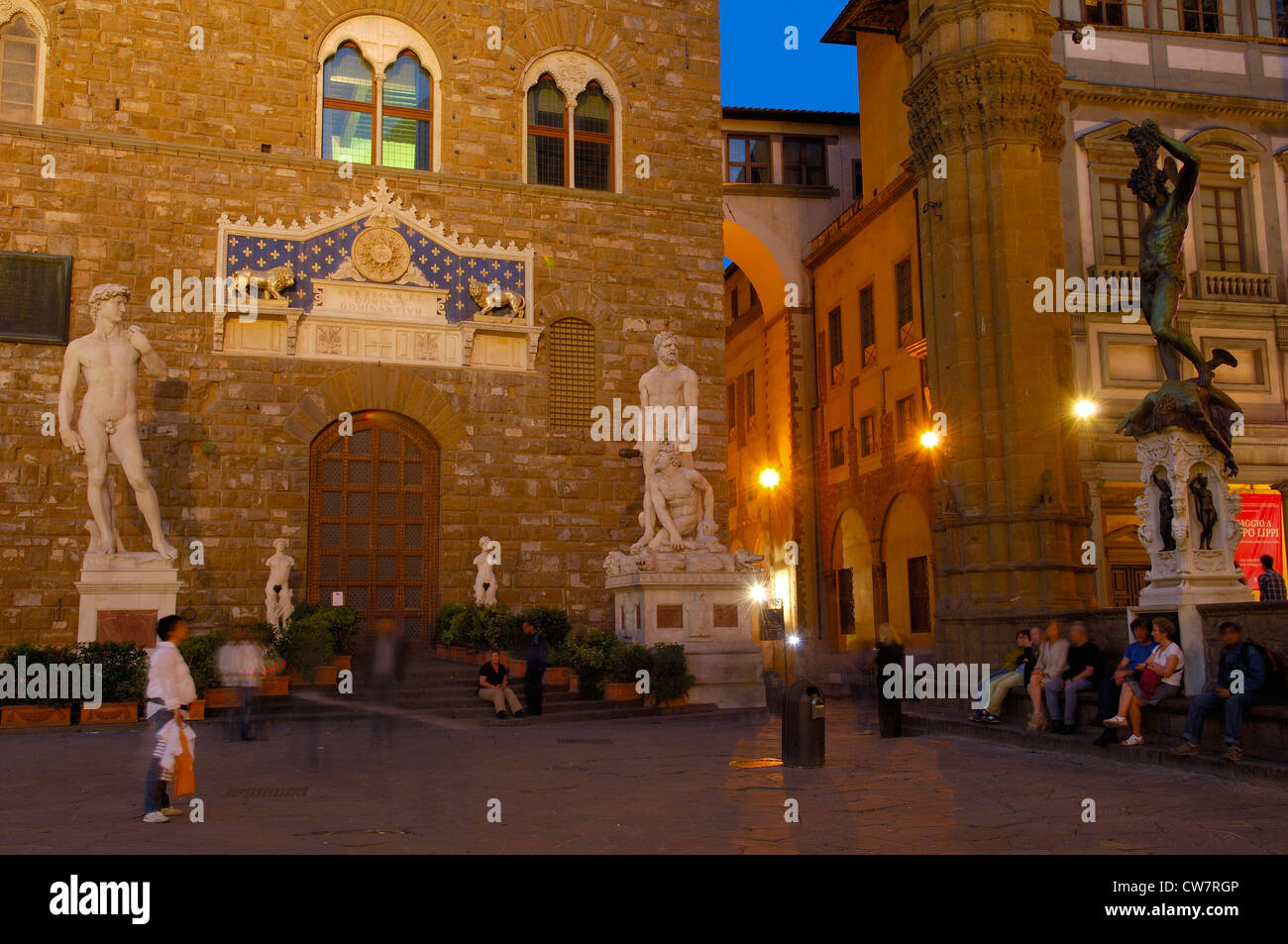 Florence, Statue of David by Michelangelo, La Signoria square, Piazza ...