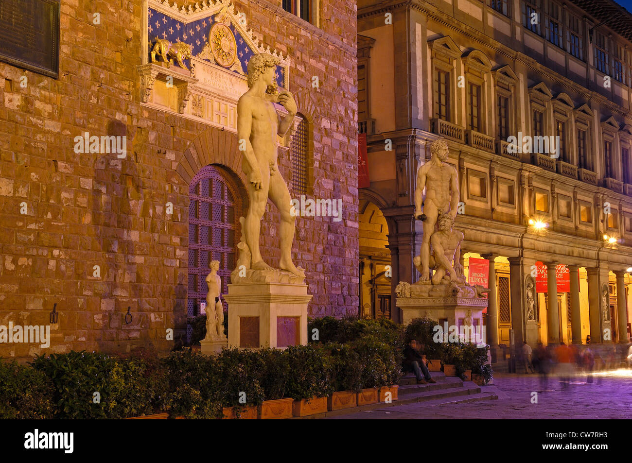 Florence, Statue of David by Michelangelo, La Signoria square, Piazza ...
