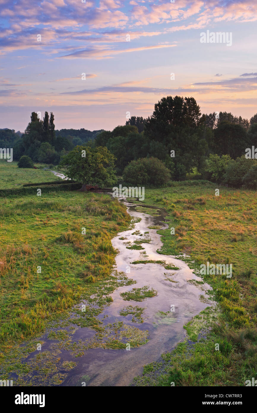 A tributary for the River Arle in Hampshire as it runs under a brick ...