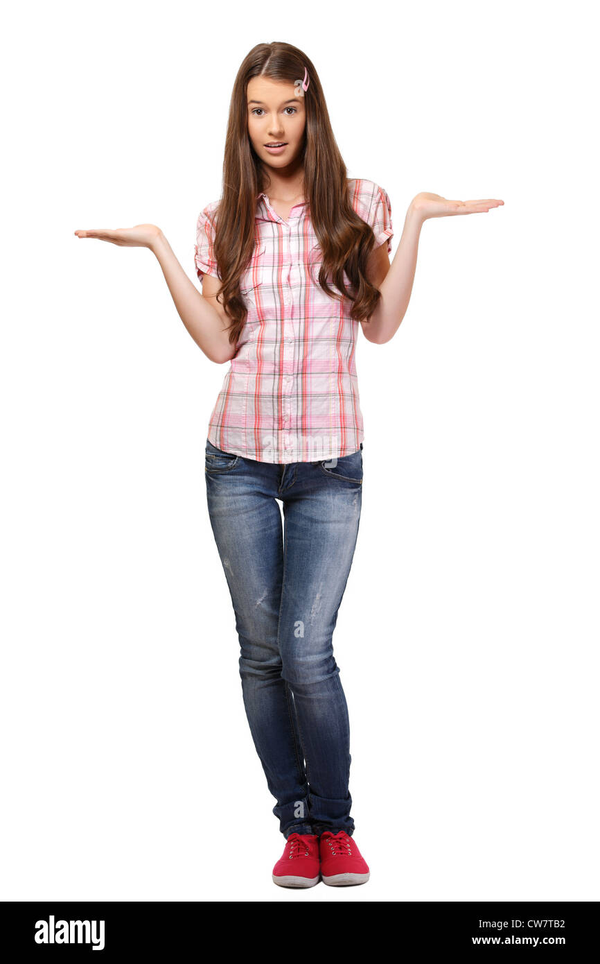 wondered woman isolated on white Stock Photo - Alamy
