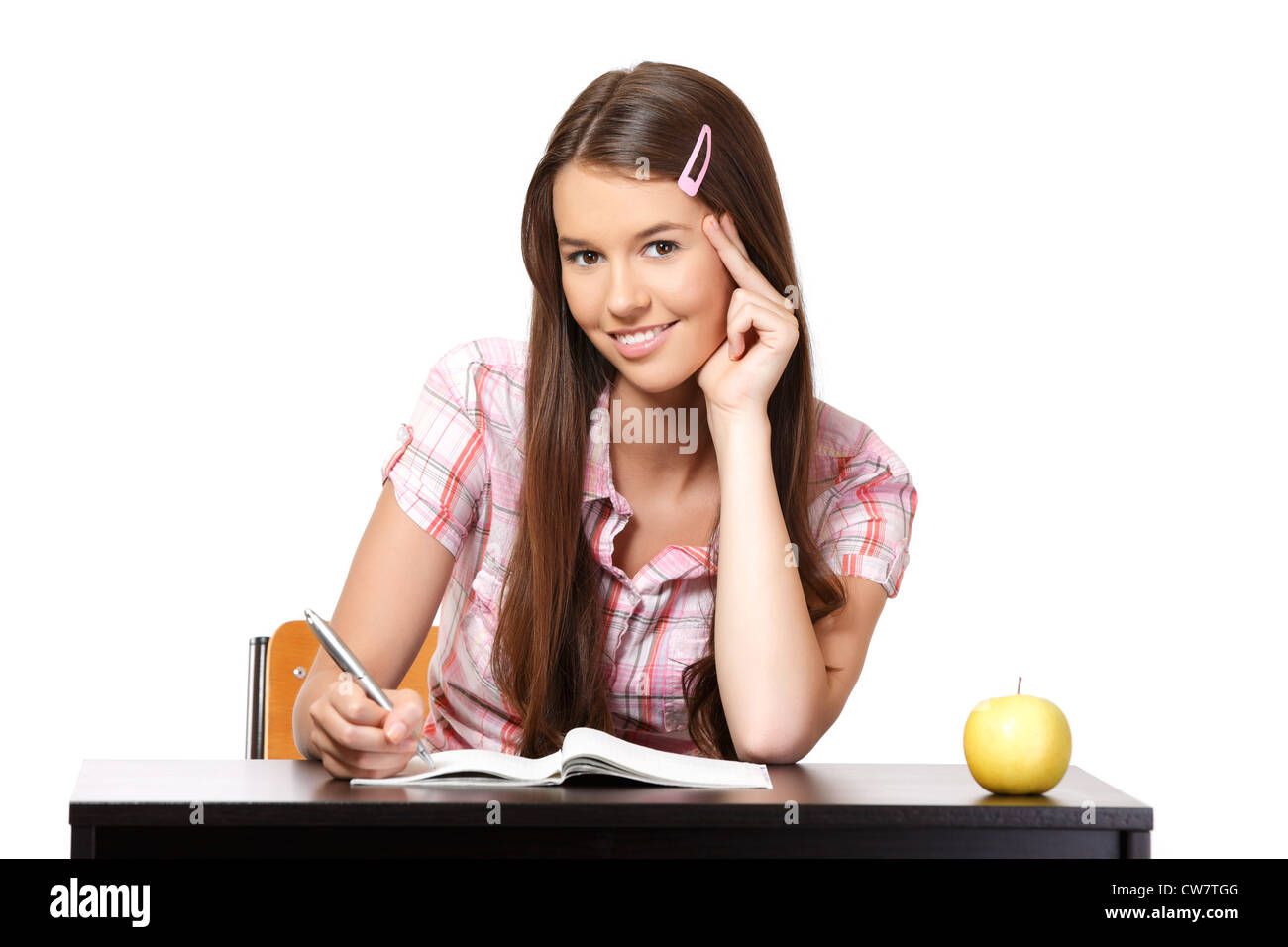 nice student learning isolated on white Stock Photo - Alamy