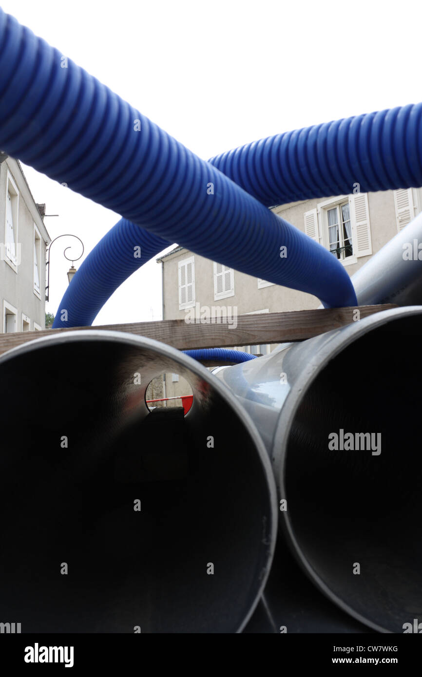 Tubes on roadworks Stock Photo - Alamy