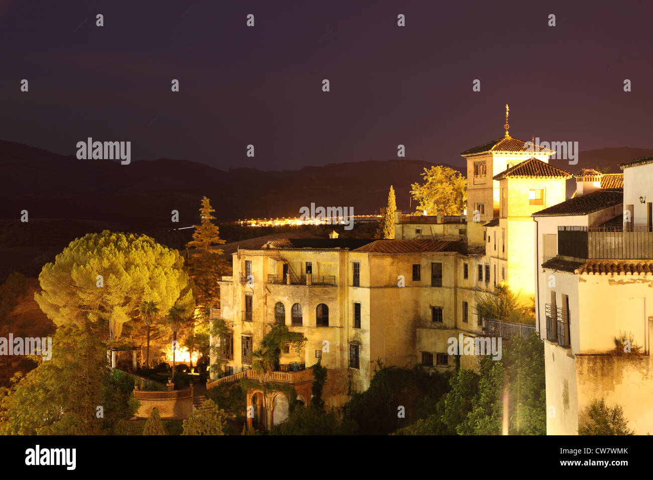 The old town of Ronda at night, Andalusia Spain Stock Photo - Alamy