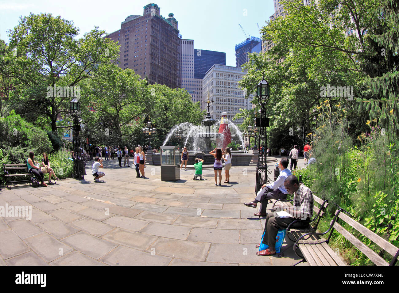 City Hall Park lower Manhattan New York City Stock Photo - Alamy