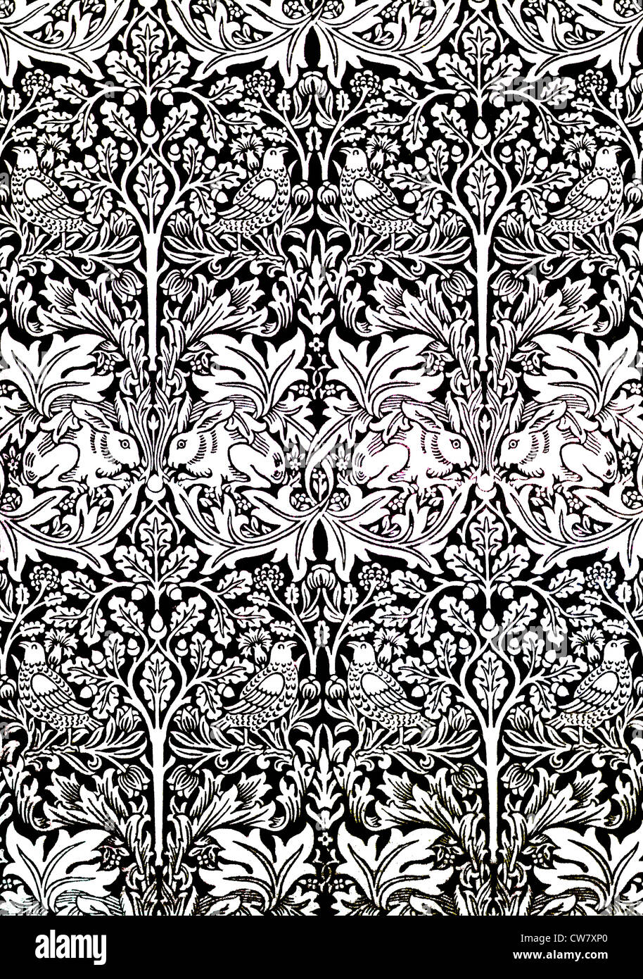 Bird and Anemone Chintz Stock Photo - Alamy