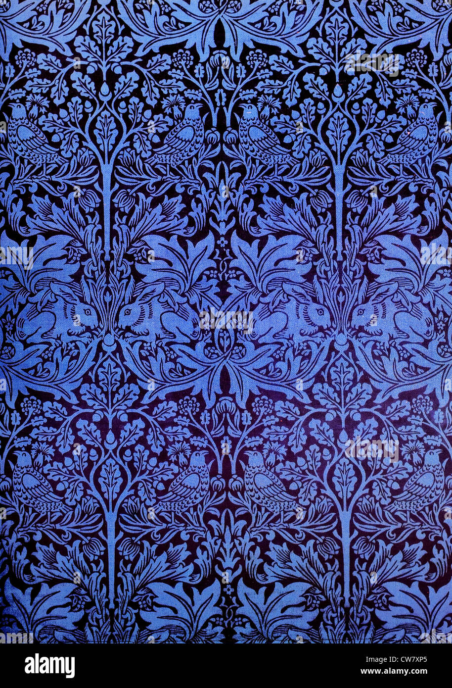 Bird and Anemone Chintz Stock Photo - Alamy