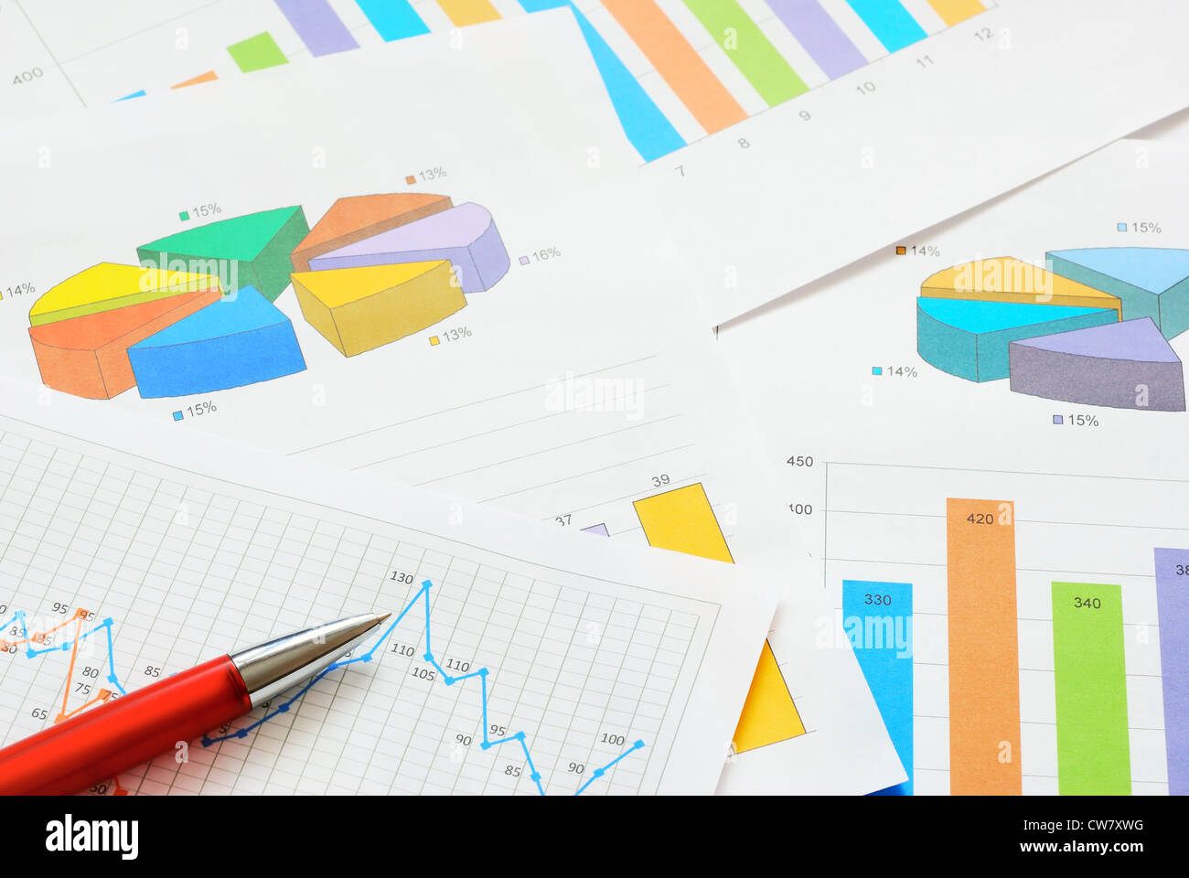 Graphs and charts, top view Stock Photo - Alamy