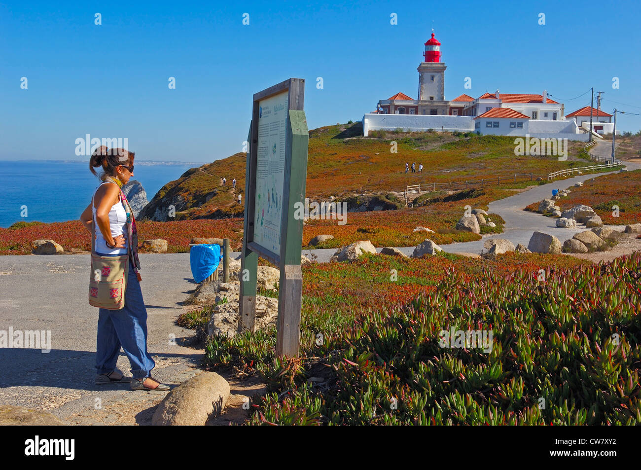 Cabo da Roca. Lighthouse at Cape da Roca. Lisbon district. Sintra coast ...