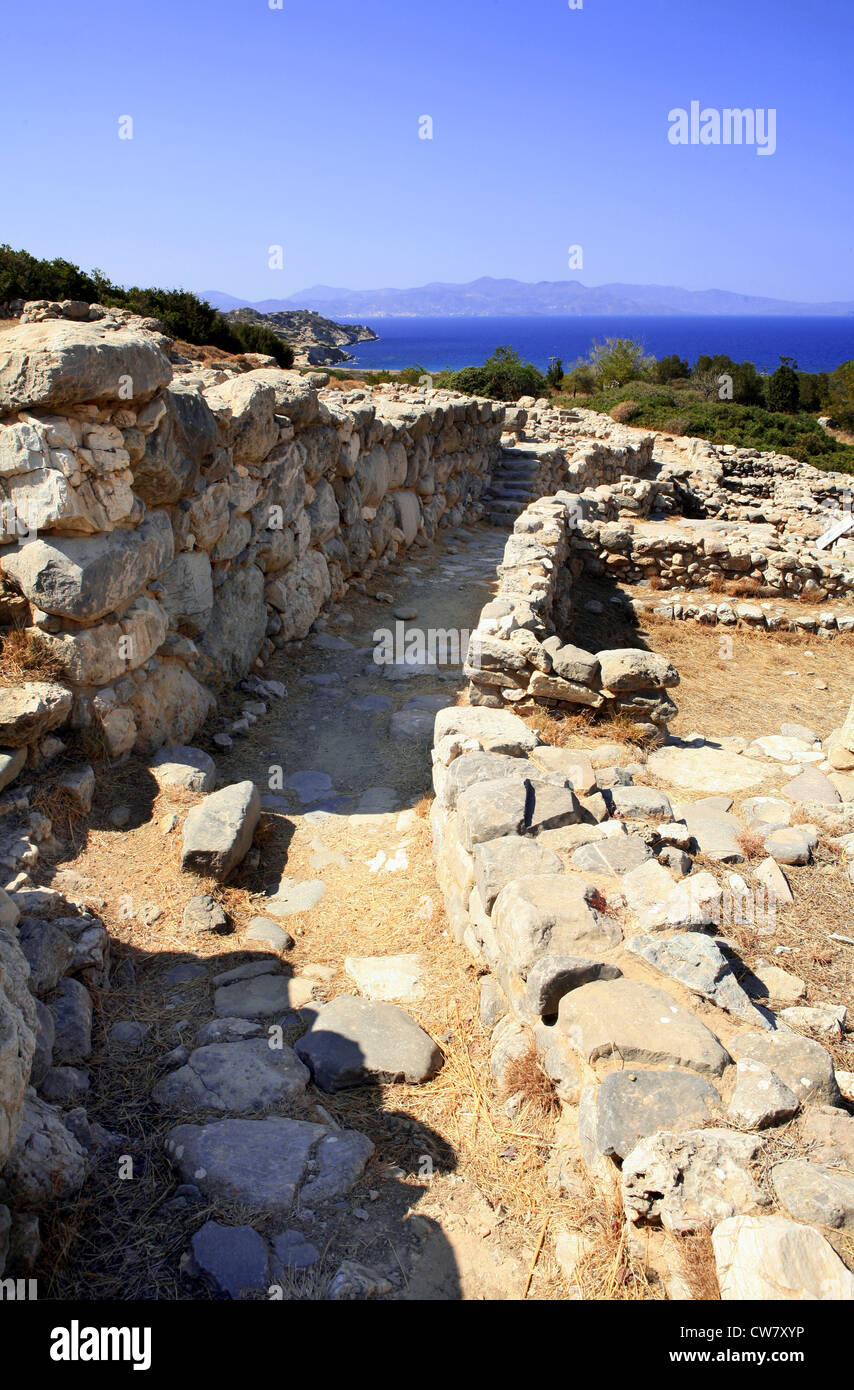 A lane through the centre of the ancient (c 3,500 year old) Minoan town ...