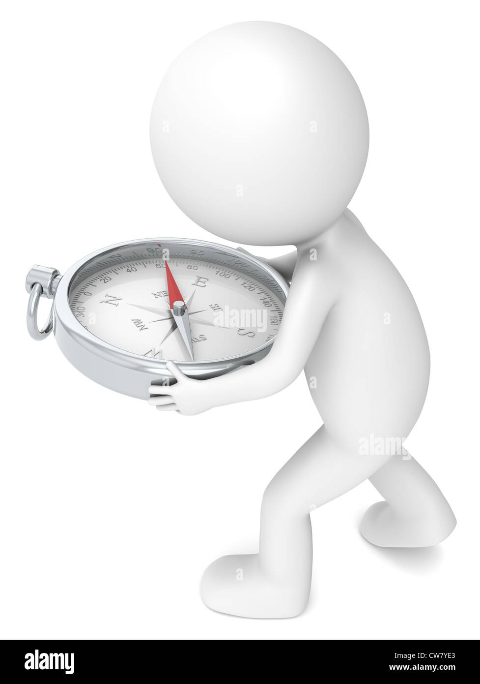 Search. 3D little human character holding a Compass. People series ...