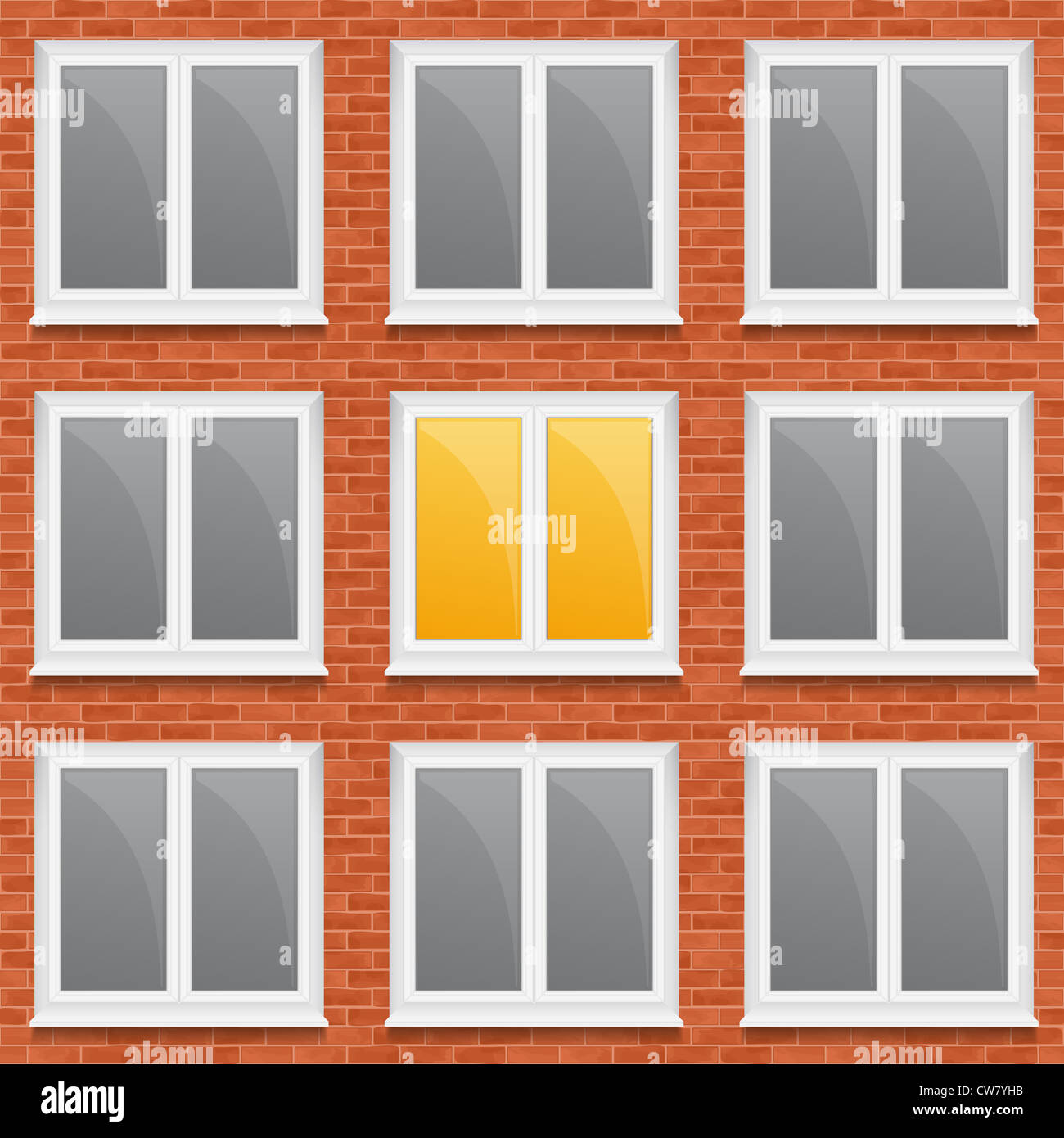Windows in brick wall Stock Photo - Alamy