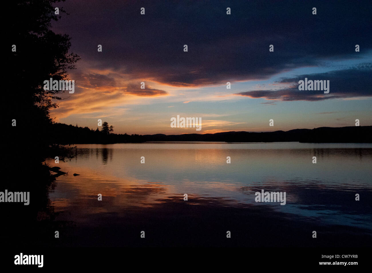 Sunset at lac des Iles, Quebec Stock Photo - Alamy