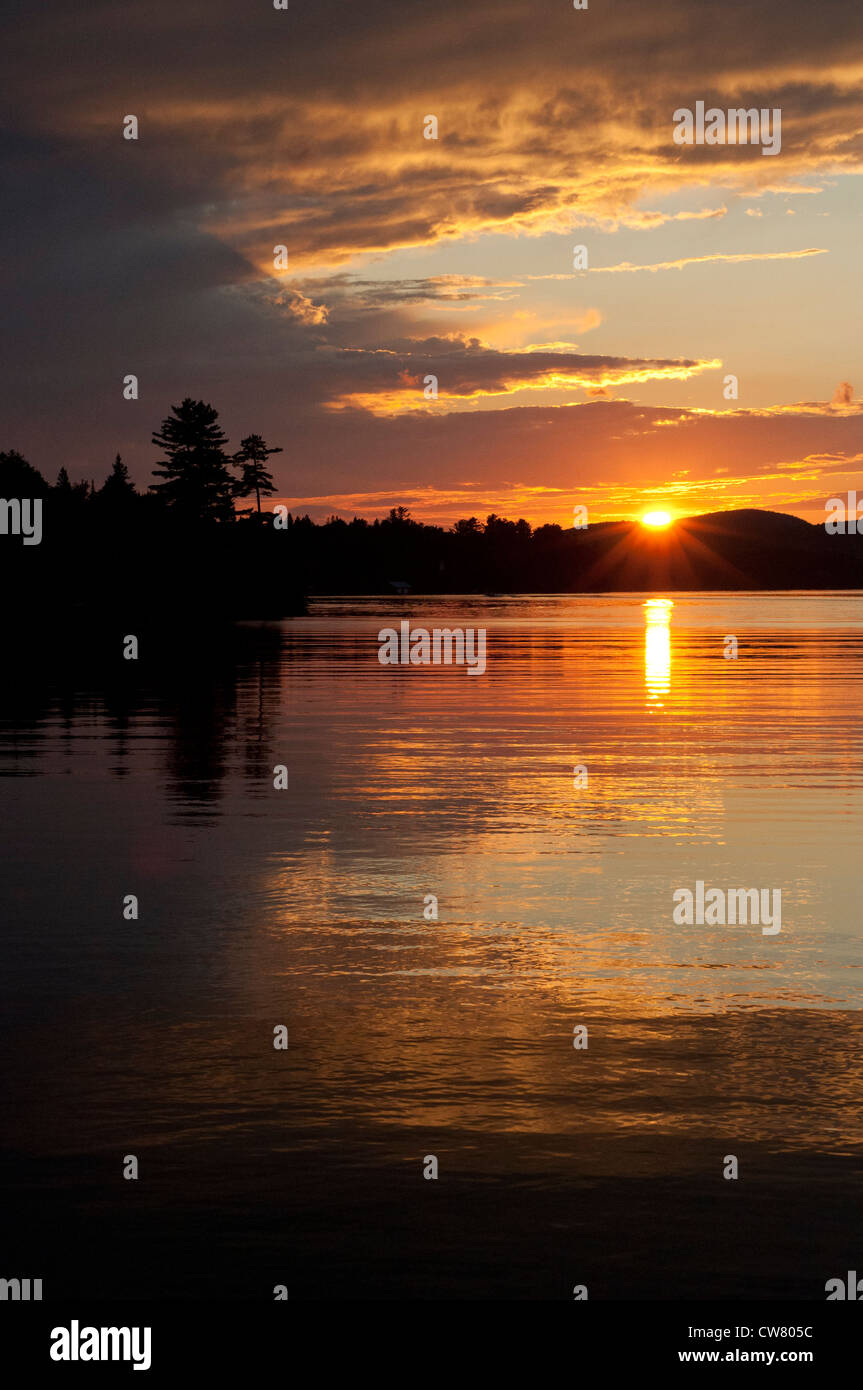 Sunset on Lac des Iles, Quebec Stock Photo - Alamy
