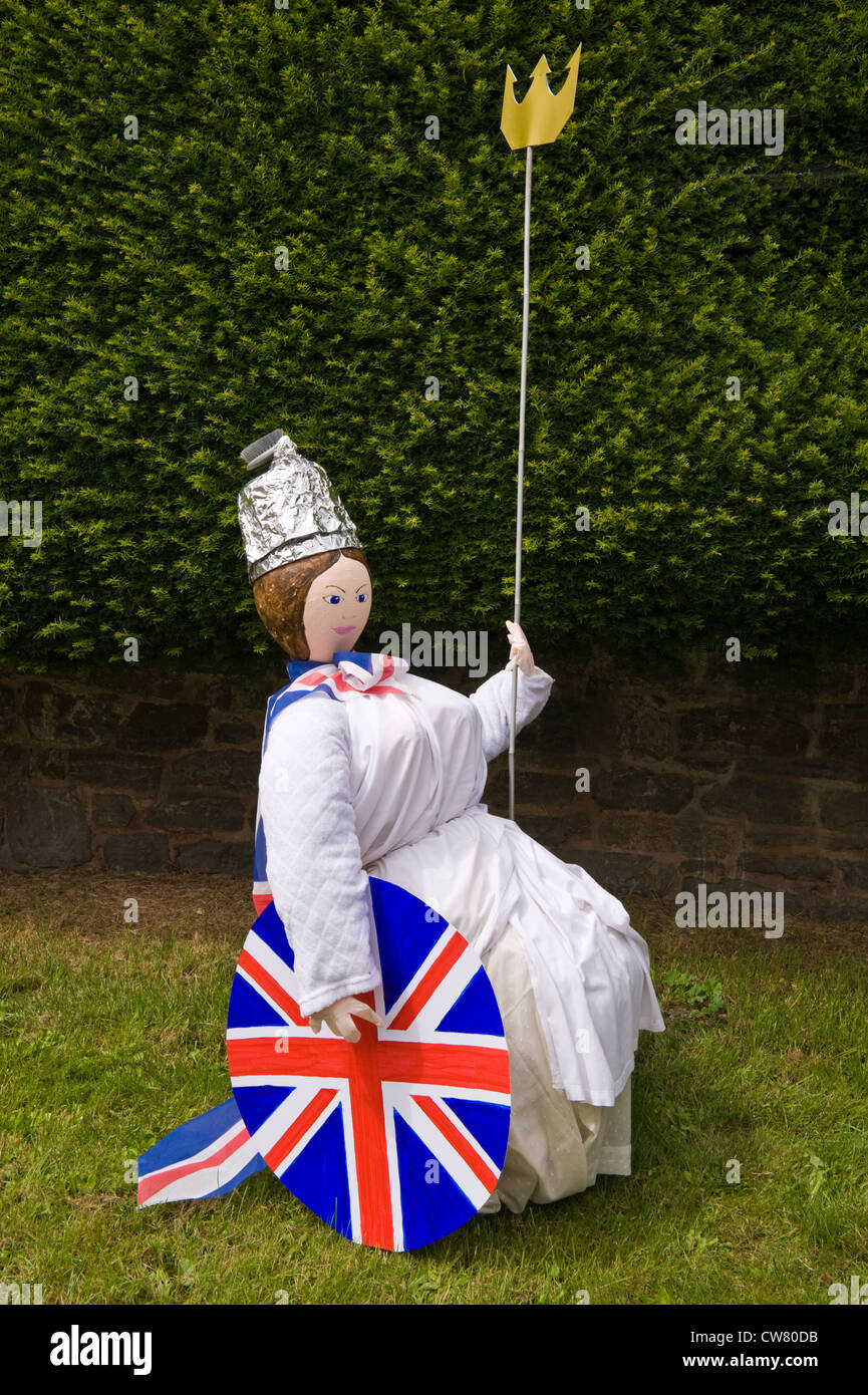 Effigy of Britannia on Scarecrow Day in village of Brampton Bryan ...