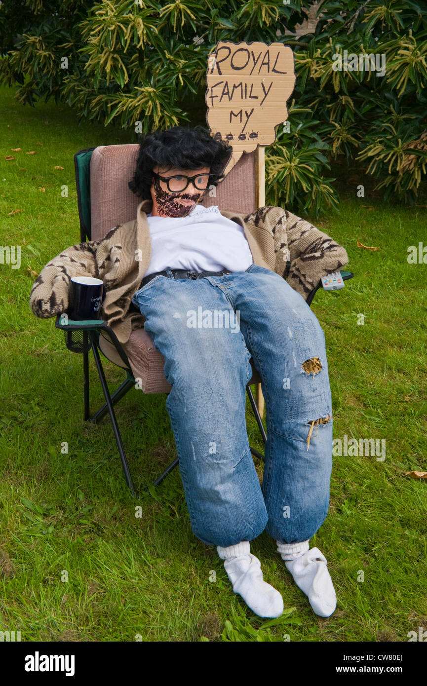 Effigy of Jim Royle at village fete on Scarecrow Day in village of ...