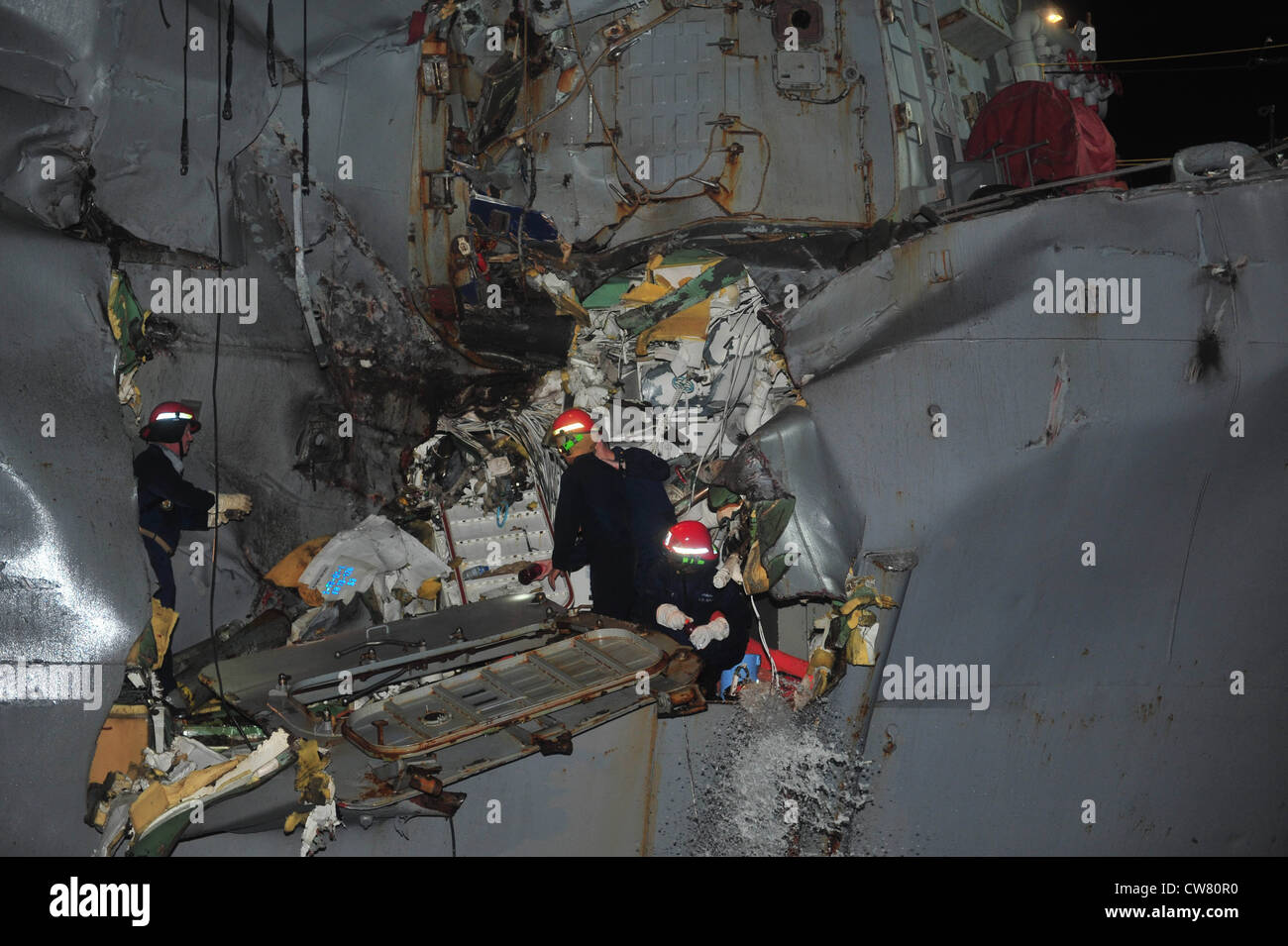 Guided-missile destroyer USS Porter (DDG 78) was damaged in a collision ...