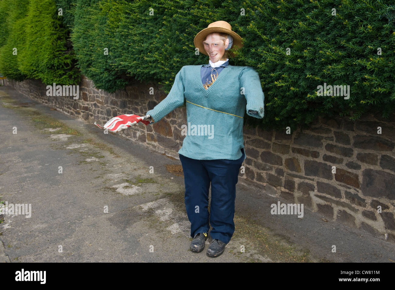 Effigy of Prince Harry on roadside at village fete on Scarecrow Day in ...