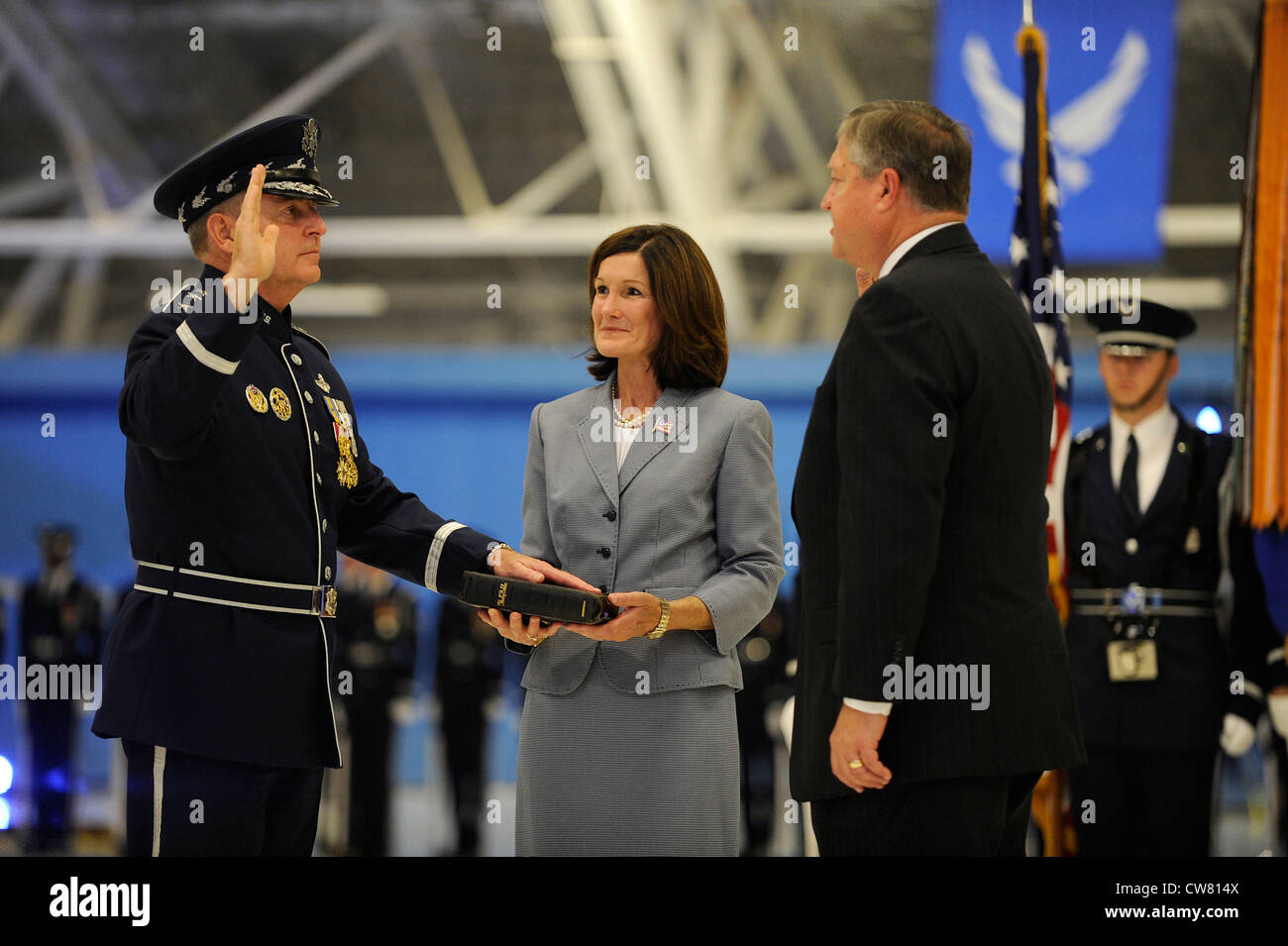 Secretary of the Air Force Michael Donley swears in Gen. Mark A. Welsh ...