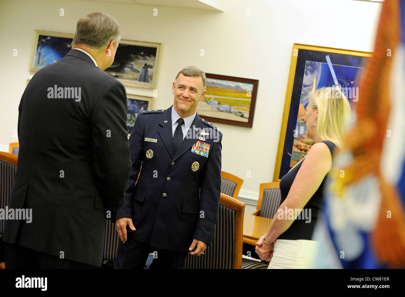 Secretary of the Air Force Michael Donley talks with Lt. Gen. Burton ...