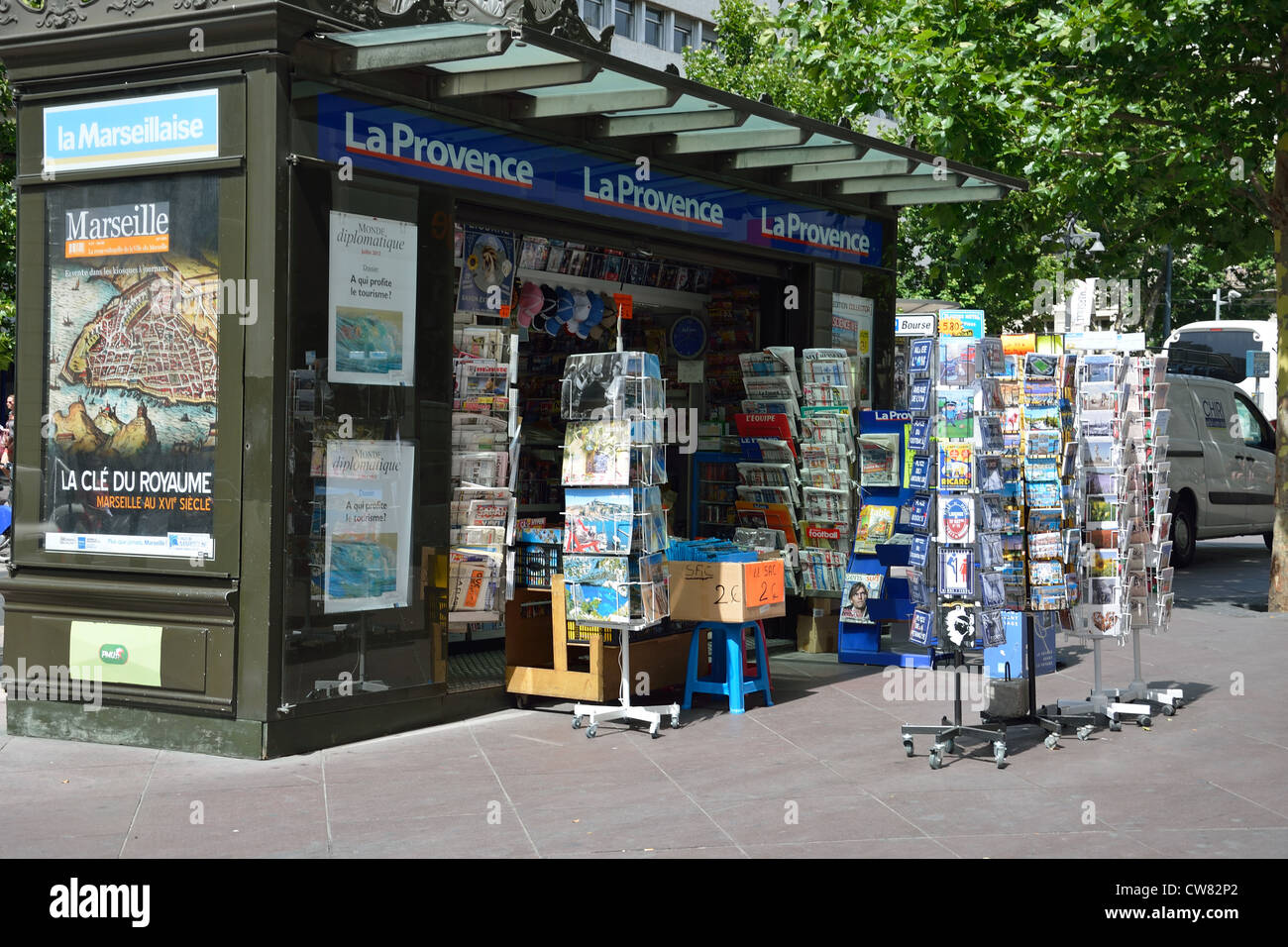 Newspaper kiosk in downtown Marseille, Bouches-du-Rhône Department ...