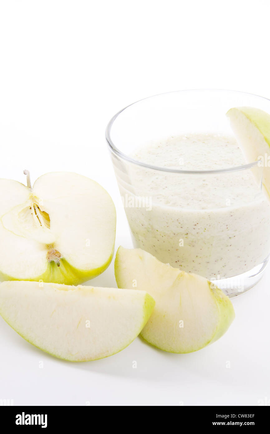 fresh green apple yoghurt shake isolated on white background Stock ...