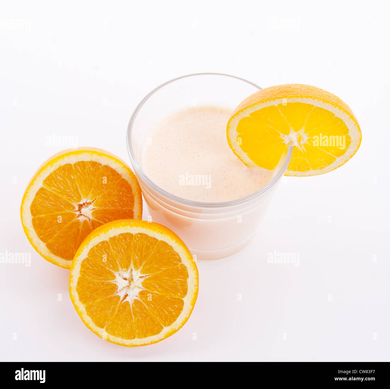 fresh tasty orange yoghurt shake dessert isolated on white background ...
