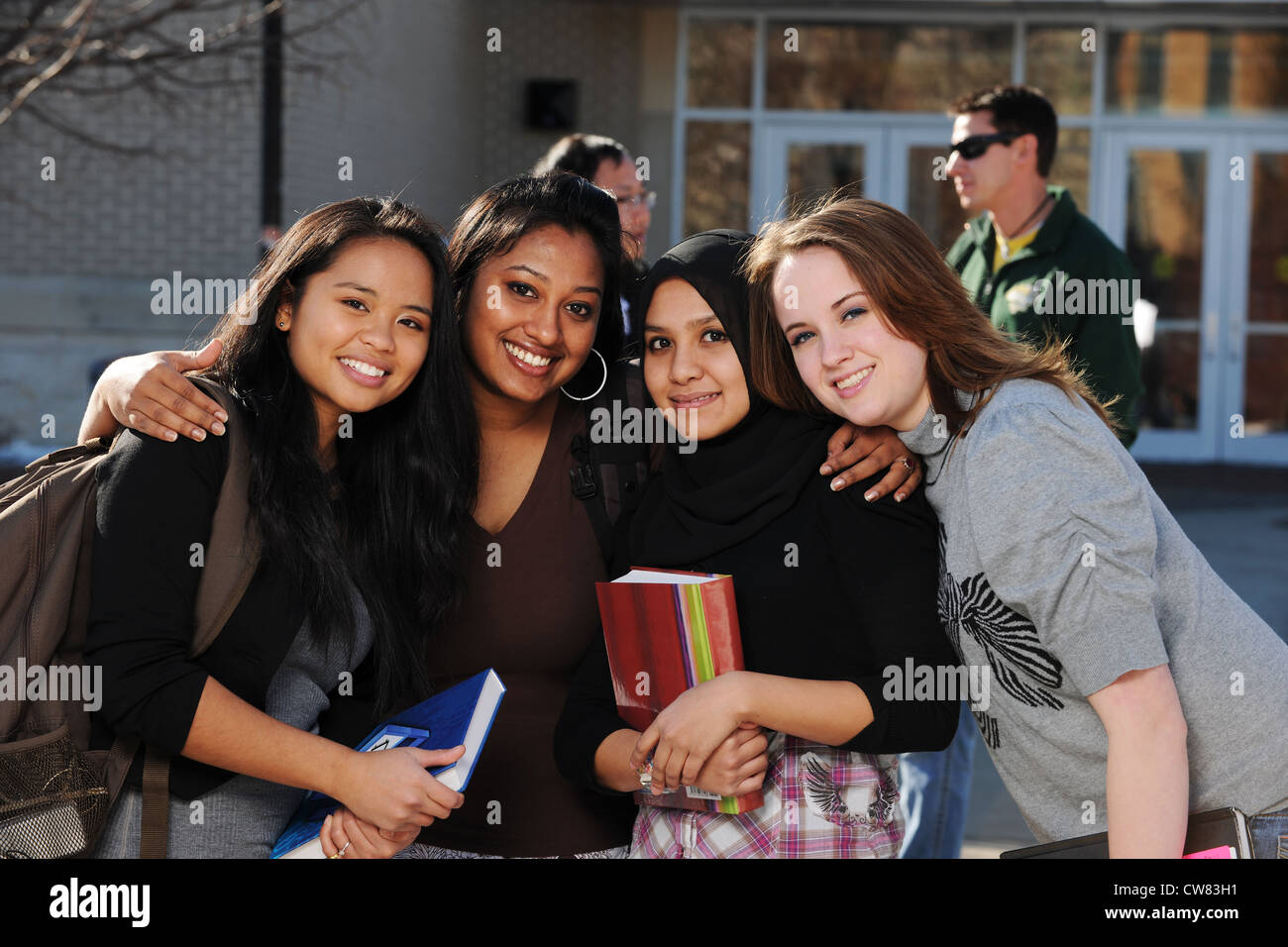 Group of Diverse College Students in School campus Stock Photo - Alamy