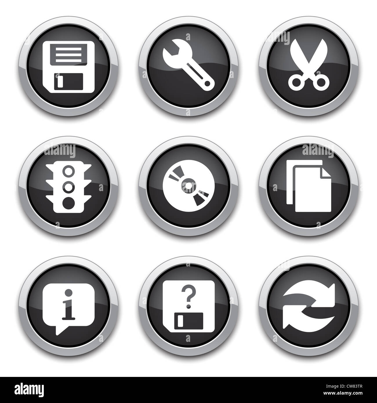 black shiny basic application buttons Stock Photo - Alamy