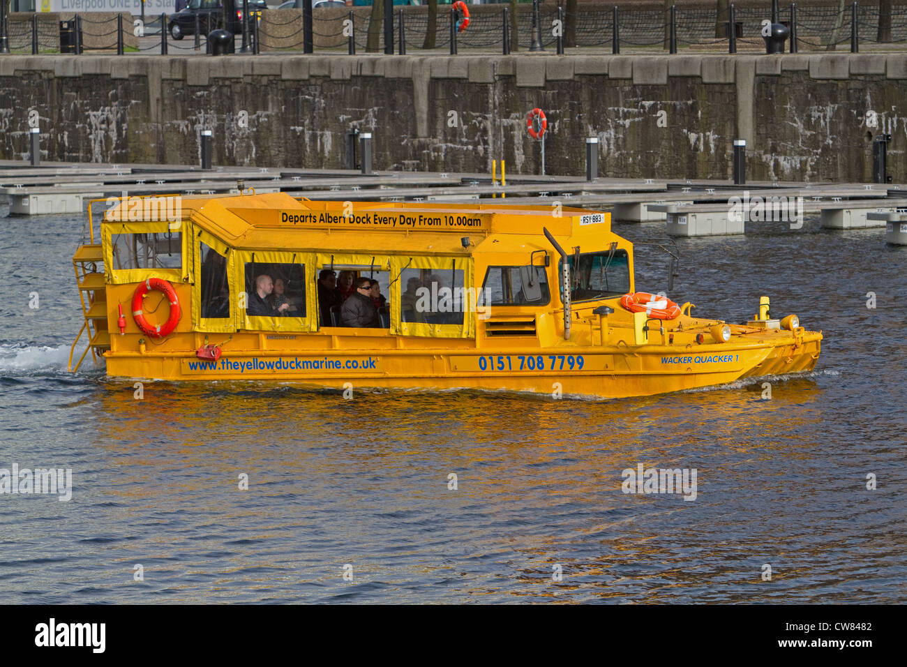 The Yellow duckmarine, Liverpool duck on the Albert Dock Stock Photo ...