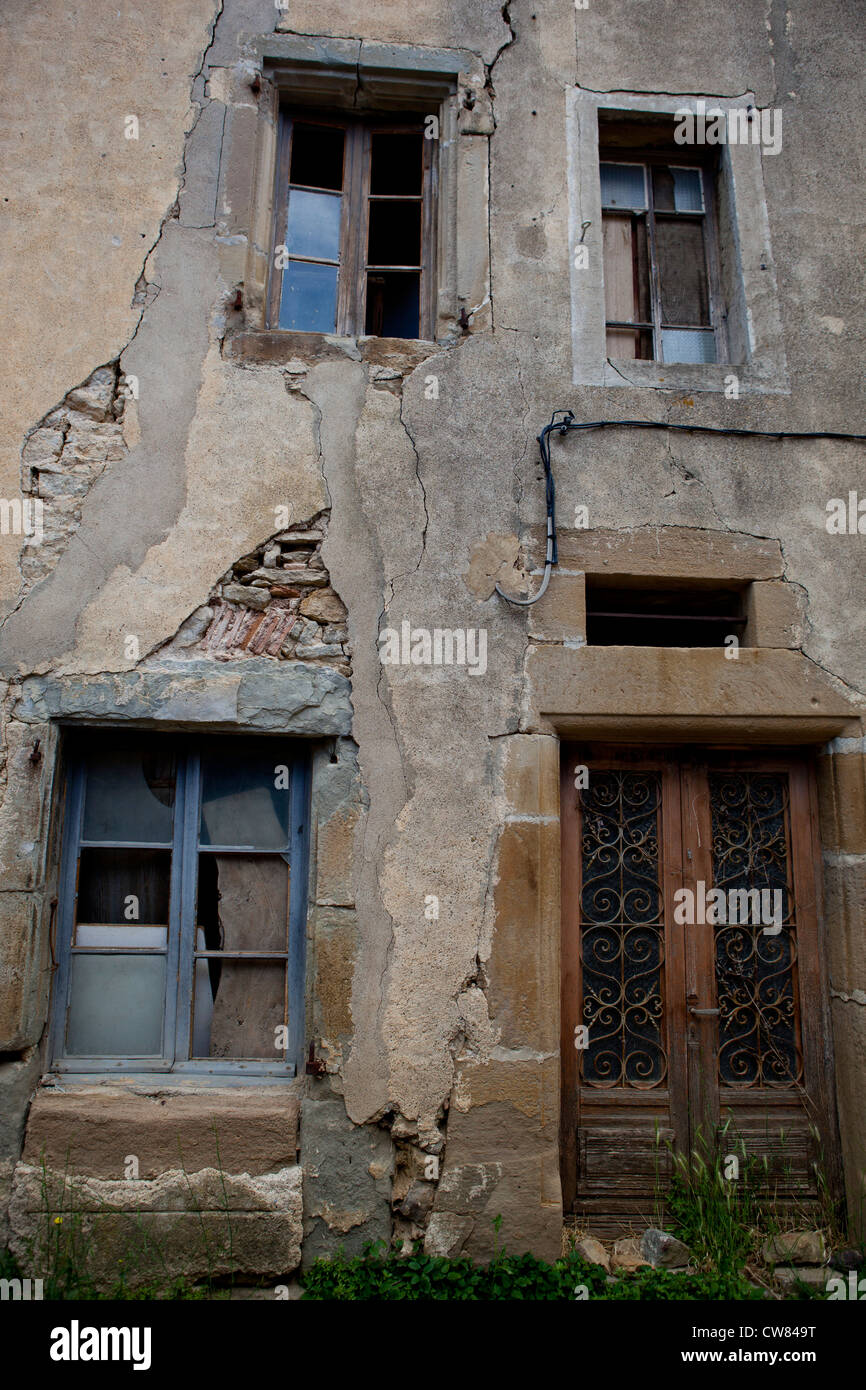 An old run down building in the village of Caune-Minervois, in Southern ...