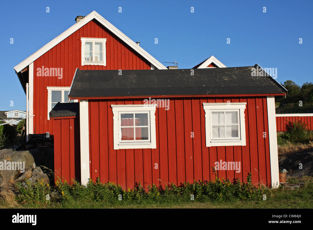 Typical Swedish red houses in Asperö, Sweden Stock Photo - Alamy