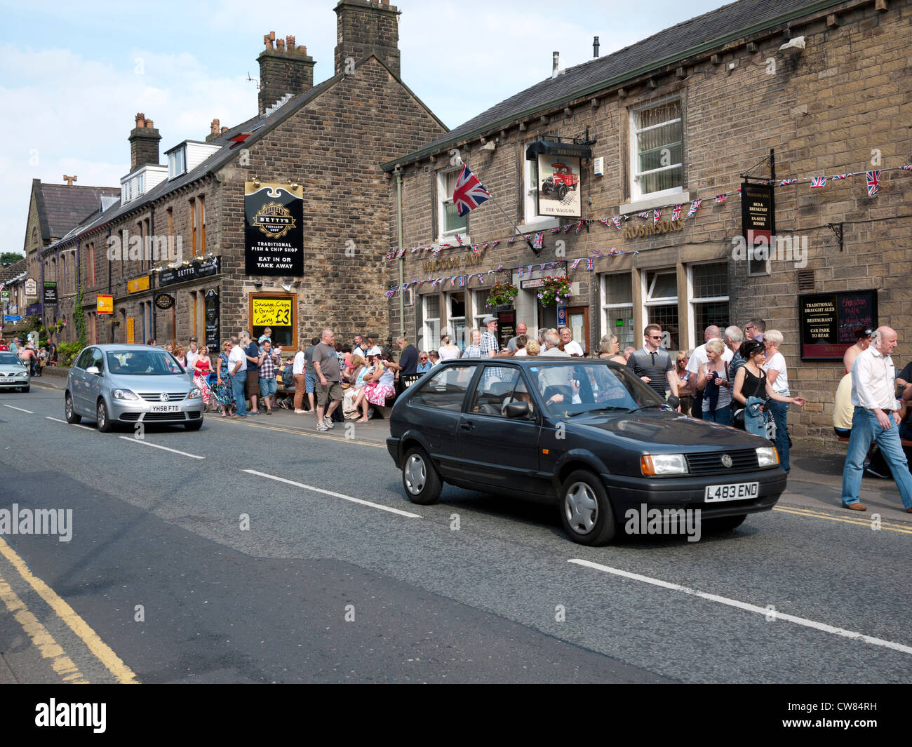 Uppermill Pub scene, Uppermill, Saddleworth, Greater Manchester ...